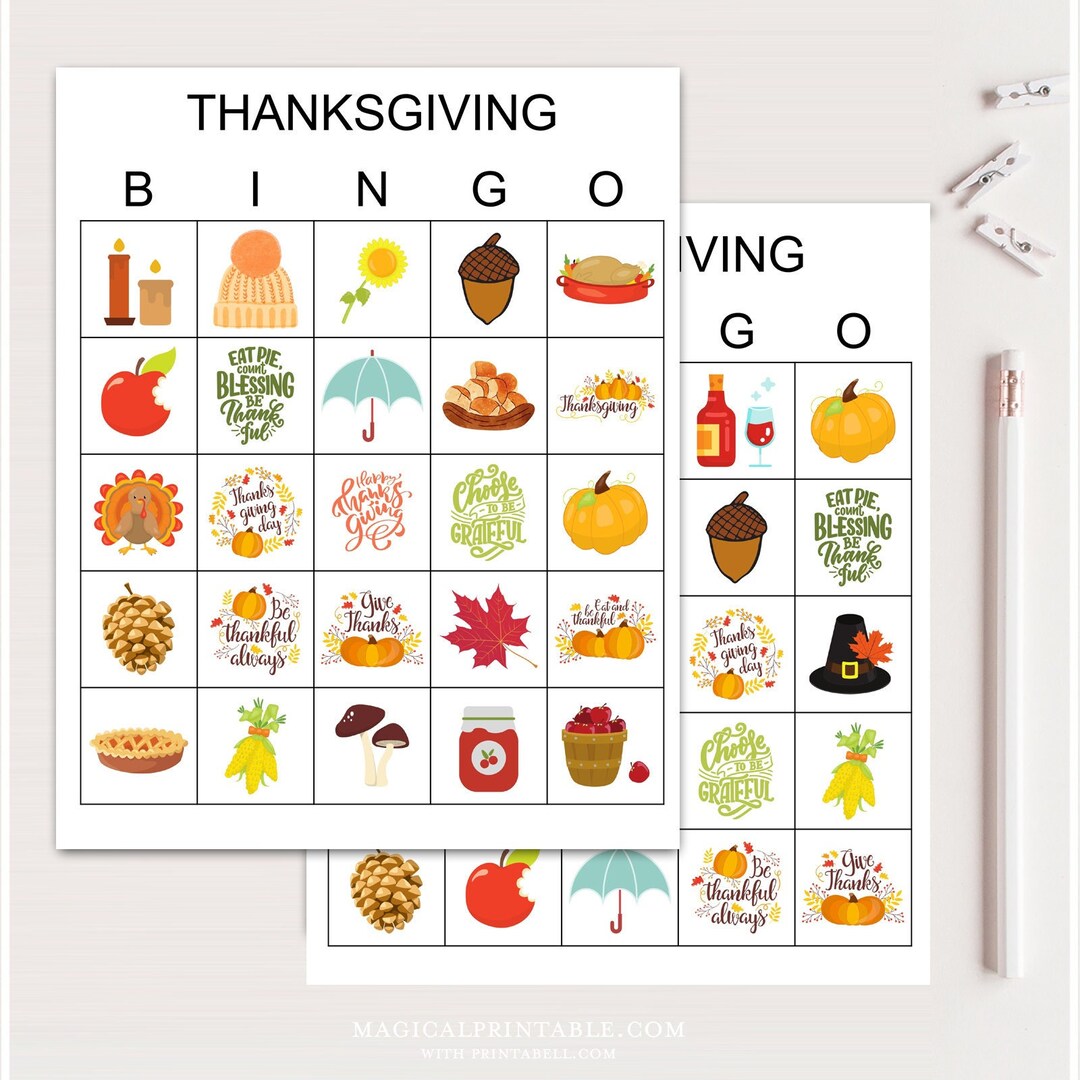 100 Thanksgiving Bingo Cards, Printable Thanksgiving Bingo ...