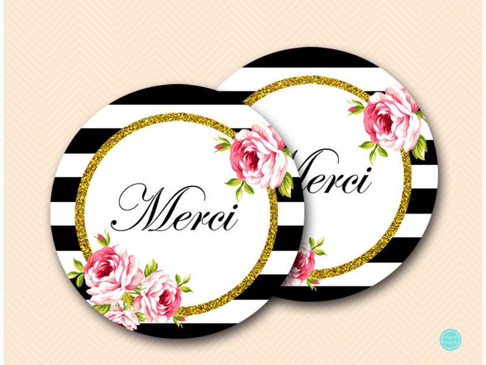 Merci Tags Thank You Tags Bridal Shower Favor Tags Cupcake - Etsy