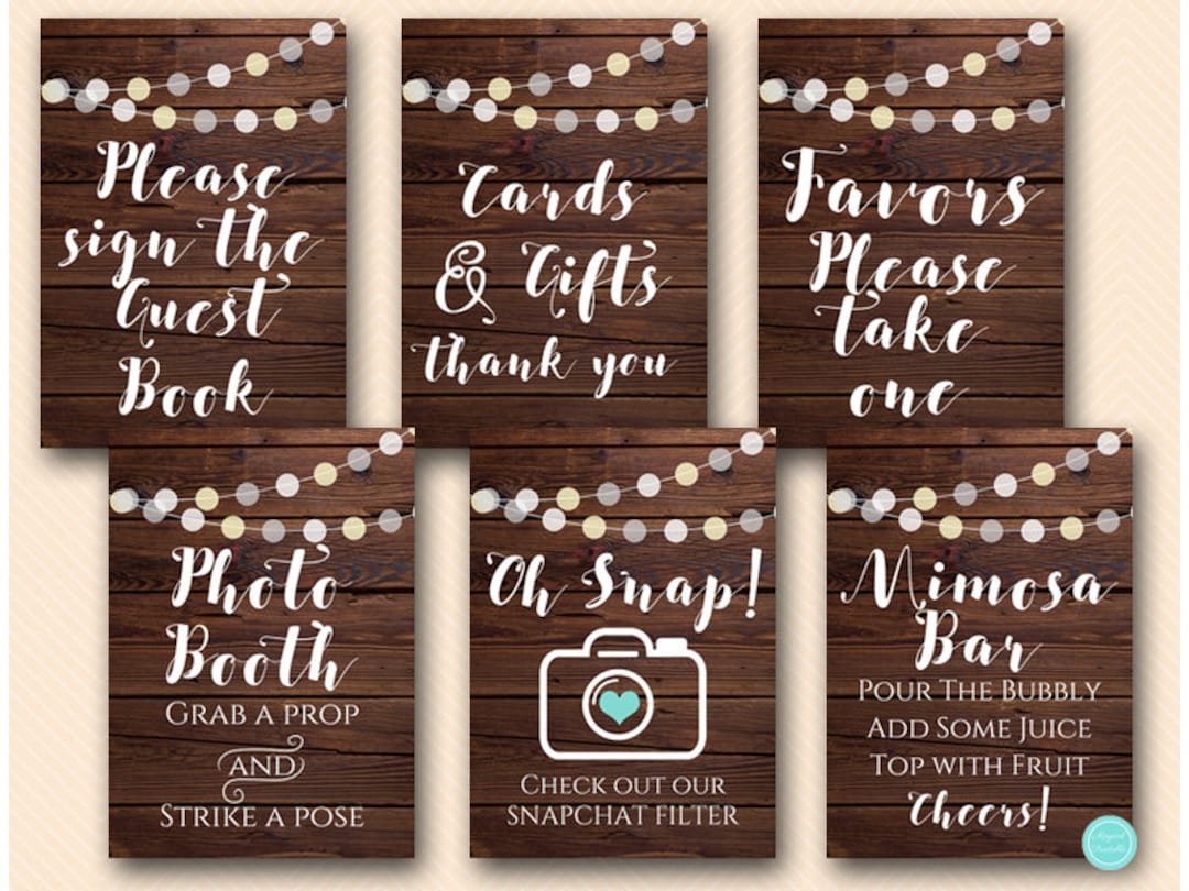Rustic Wooden Background Table Signs, Wooden Bridal Shower Signs ...