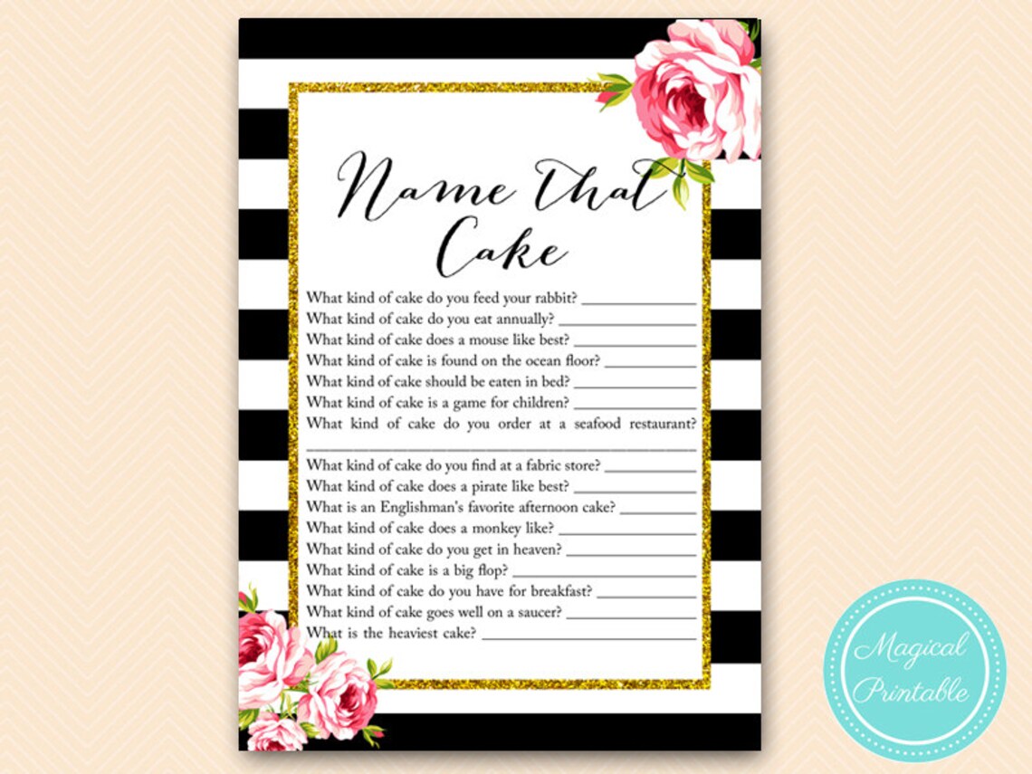 Name That Cake Name That Wedding Cake Cake Game Chic Black - Etsy