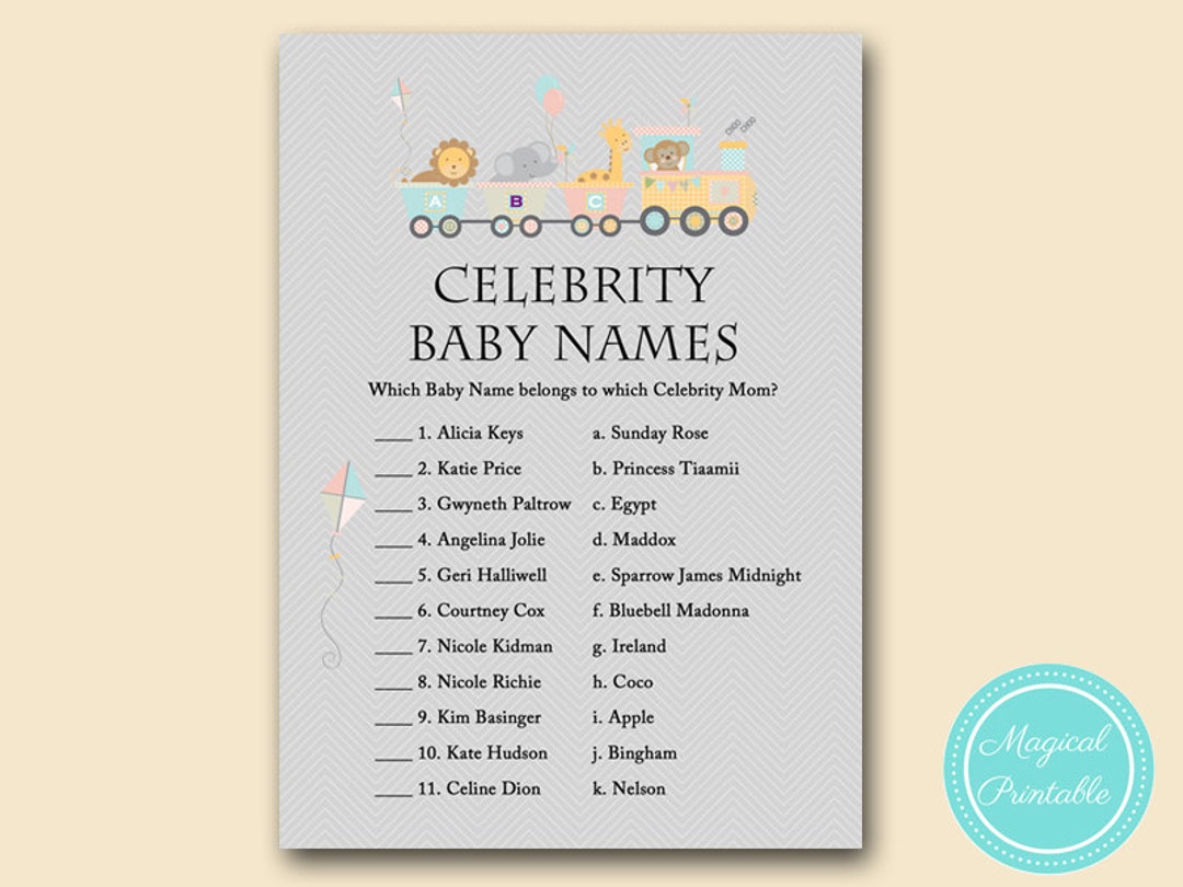 Celebrity Baby Names, Celebrity Moms Game, Jungle Baby Shower Games ...
