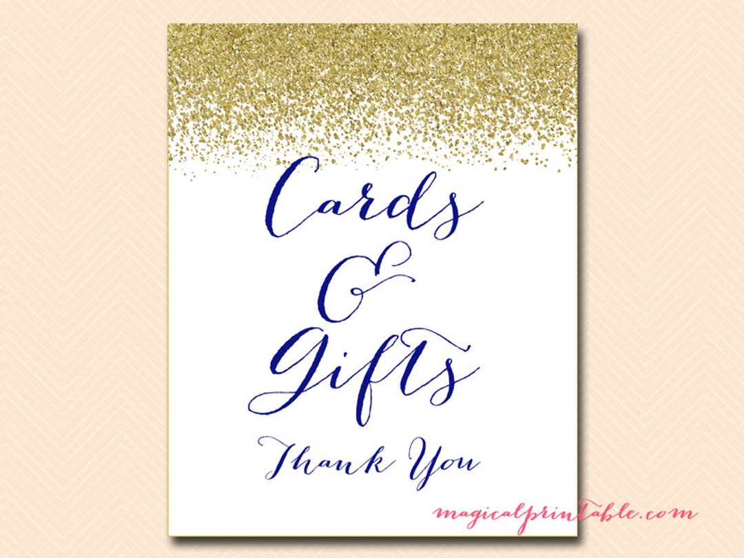 Cards and Gifts Signage, Instant Download, Thank You Sign, Gold Card ...