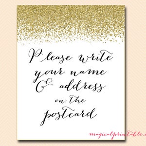 Please Write Your Name and Address on the Postcard Signage, Wedding ...