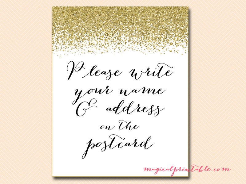 Please write your name and address on the postcard signage | Etsy