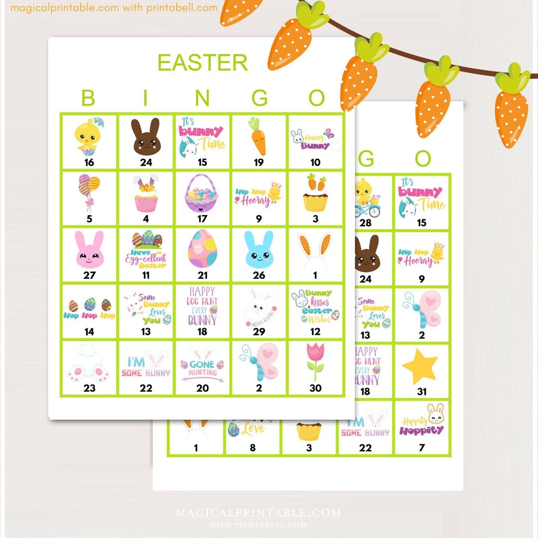 100x Kids Easter Bingo Cards, Printable Easter Bingo, Easter Party Game ...