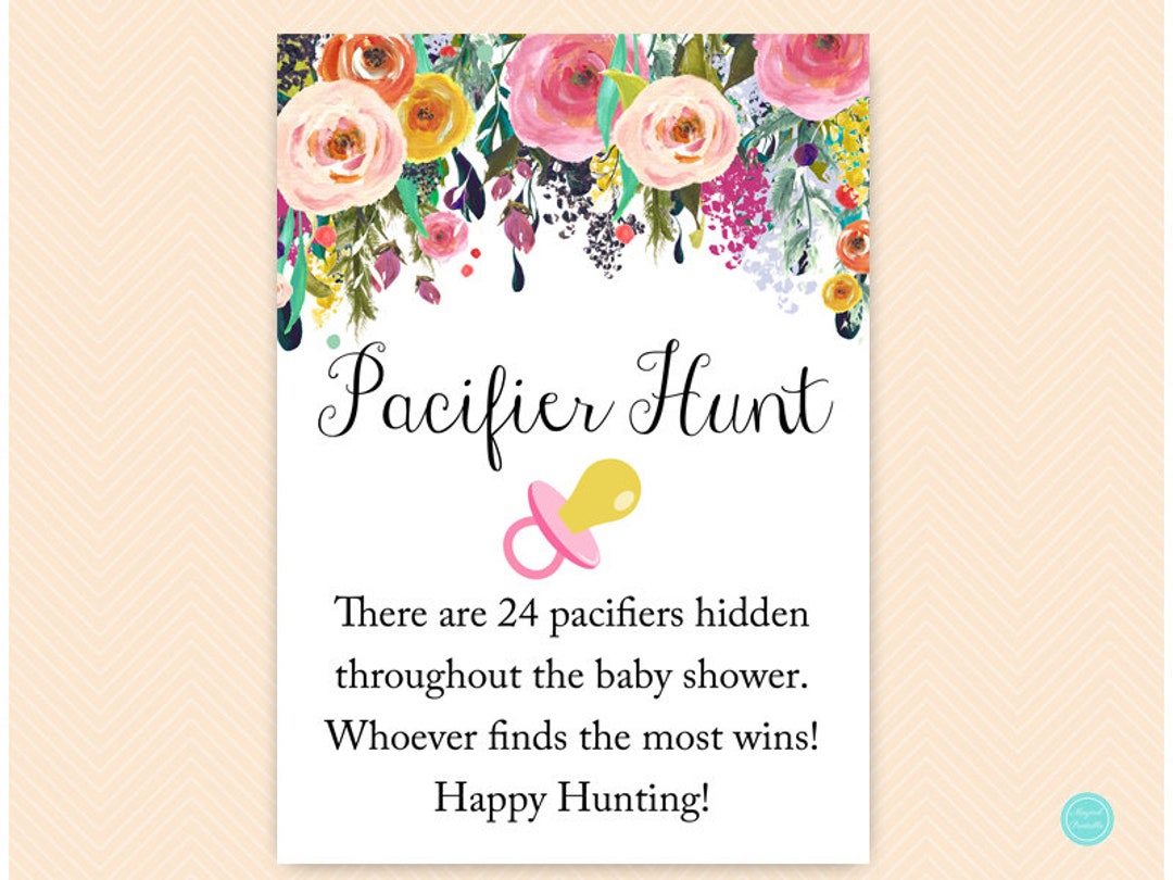 Pacifier Hunt Floral Garden Baby Shower Game How Many Baby Shower