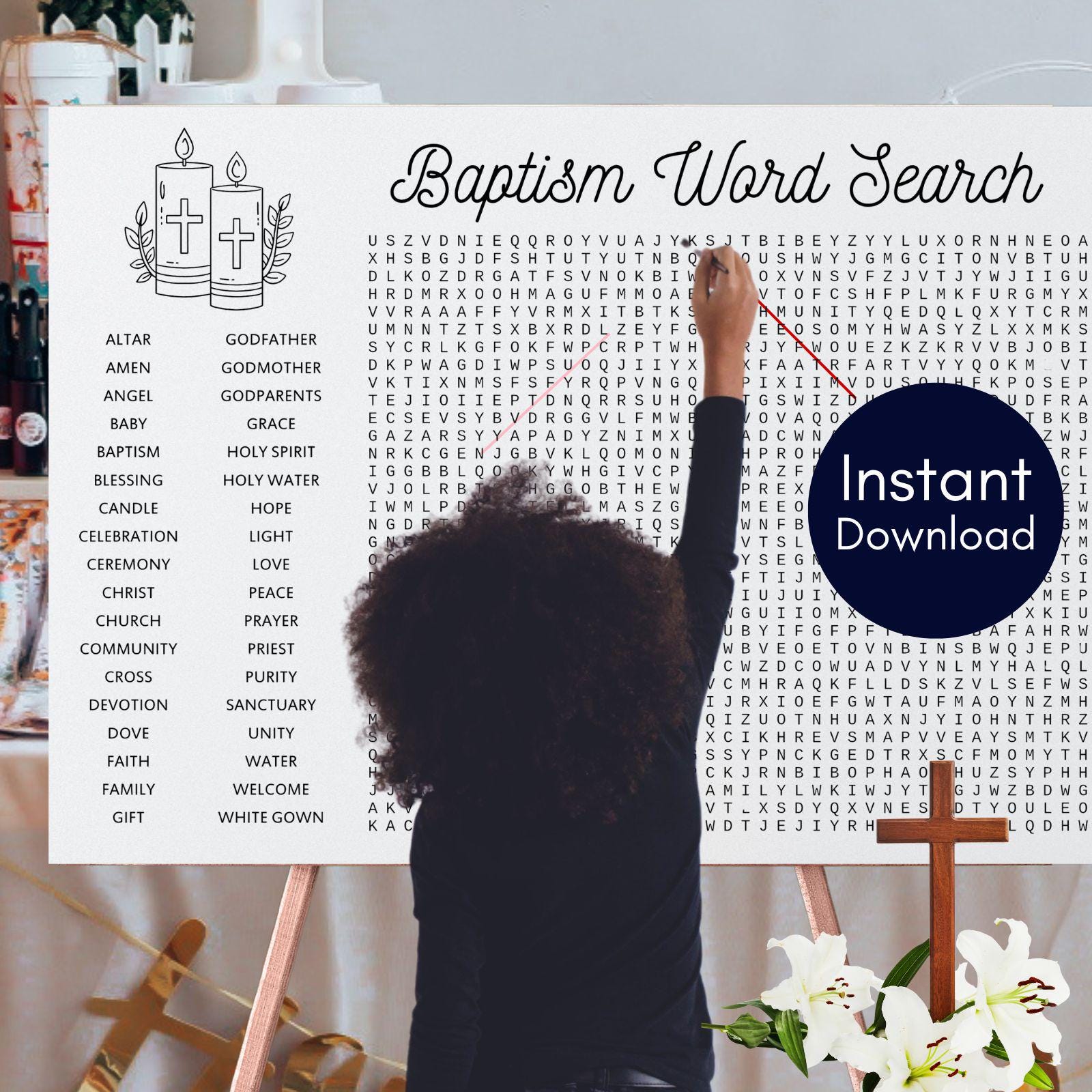 Giant Baptism Word Search, Printable Baptism Word Search, Baptism Game ...