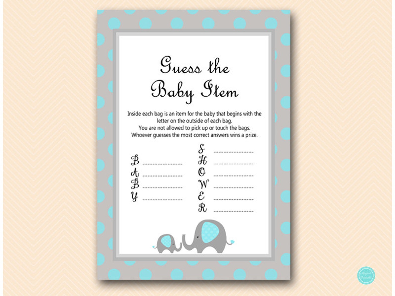 Guess the Baby Item Game, Whats in the Bag, Baby Scrabble Game ...