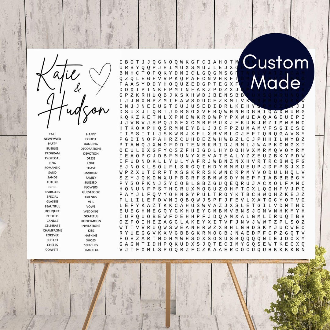 Giant Wedding Word Search, Custom Name Wedding Word Search, Printable ...