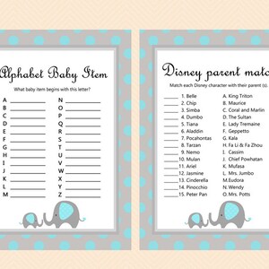 Blue Elephant Baby Shower Games Package, Baby Prediction and Advice ...