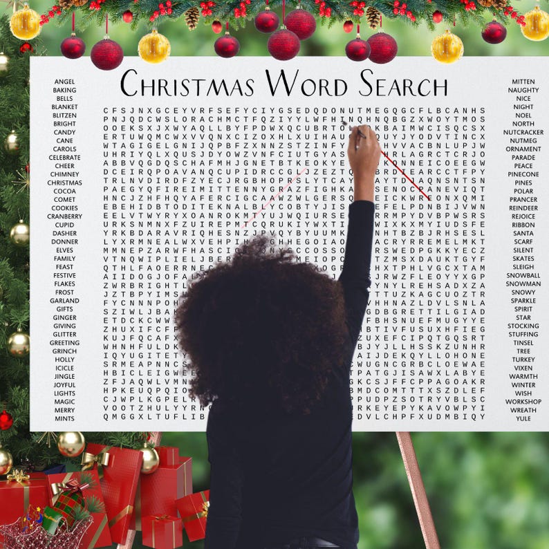 Giant Christmas Word Search, Christmas Game, Printable Xmas Word Search ...