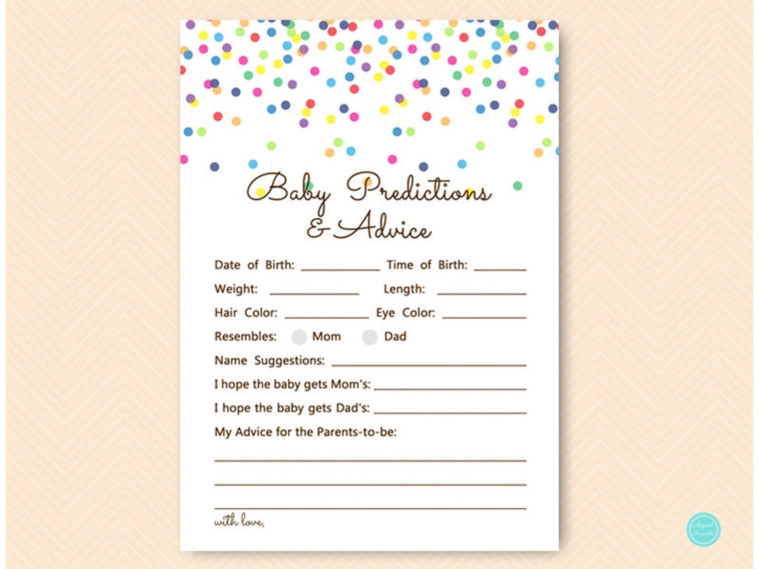 Baby Predictions and Advice Printable, Predictions for Baby, Baby ...