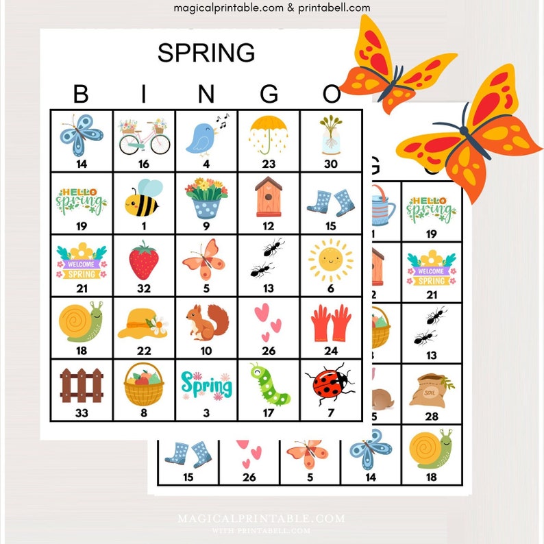 100x Spring Bingo Cards, Printable Spring Bingo, Springtime Bingo ...