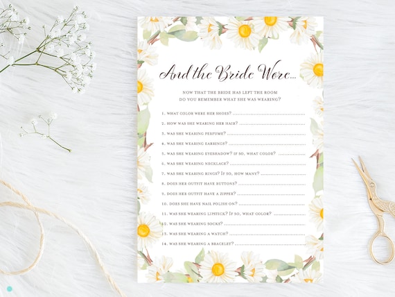 What is the bride wearing game, and the bride wore, Daisy bridal shower ...