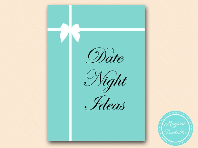 Date night card date night idea card and sign Aqua Bridal | Etsy