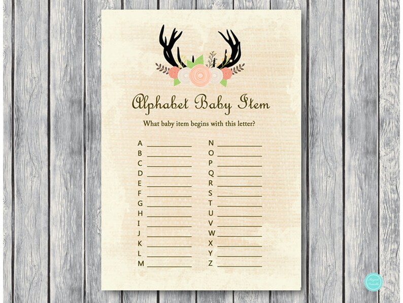 Deer Baby Shower Games ABC Baby Item Game A to Z Baby Item - Etsy
