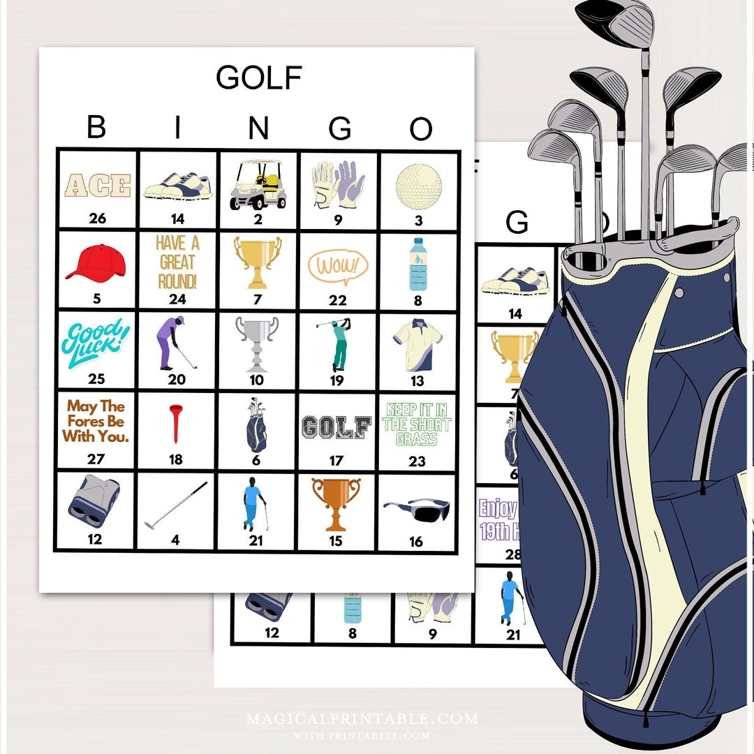 100x Golf Bingo Cards, Printable Golf Birthday Bingo, Birthday Golf ...