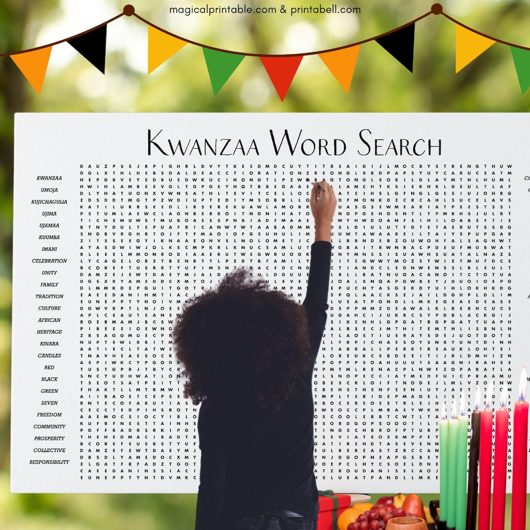 Giant Kwanzaa Word Search, Kwanzaa Game, Printable Kwanzaa Word Search ...