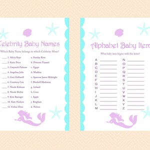 Instant Download, Mermaid Baby Shower Games, Beach Baby Shower ...