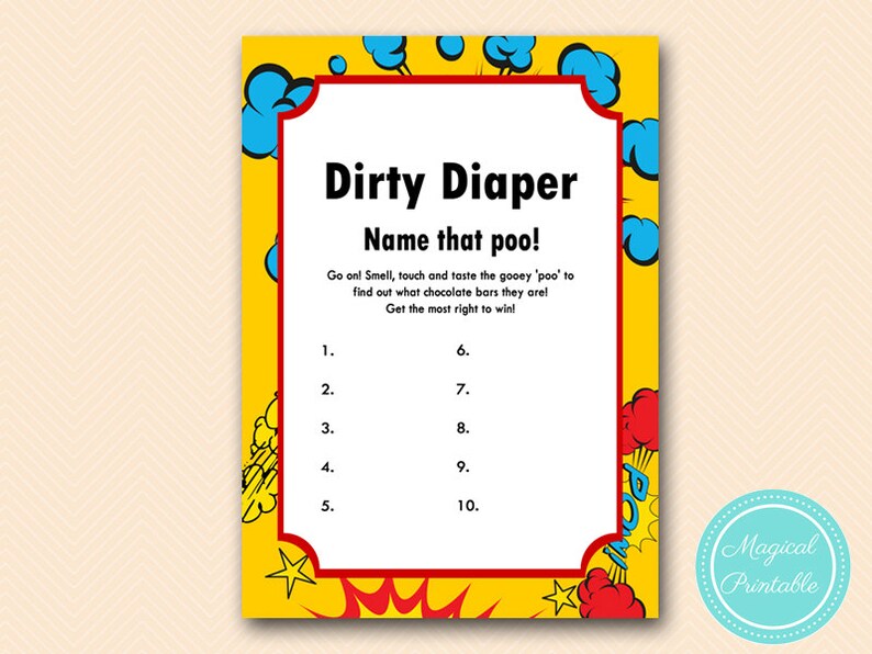 Dirty Diaper Card and Sign Name That Poo Sweet Mess Baby | Etsy