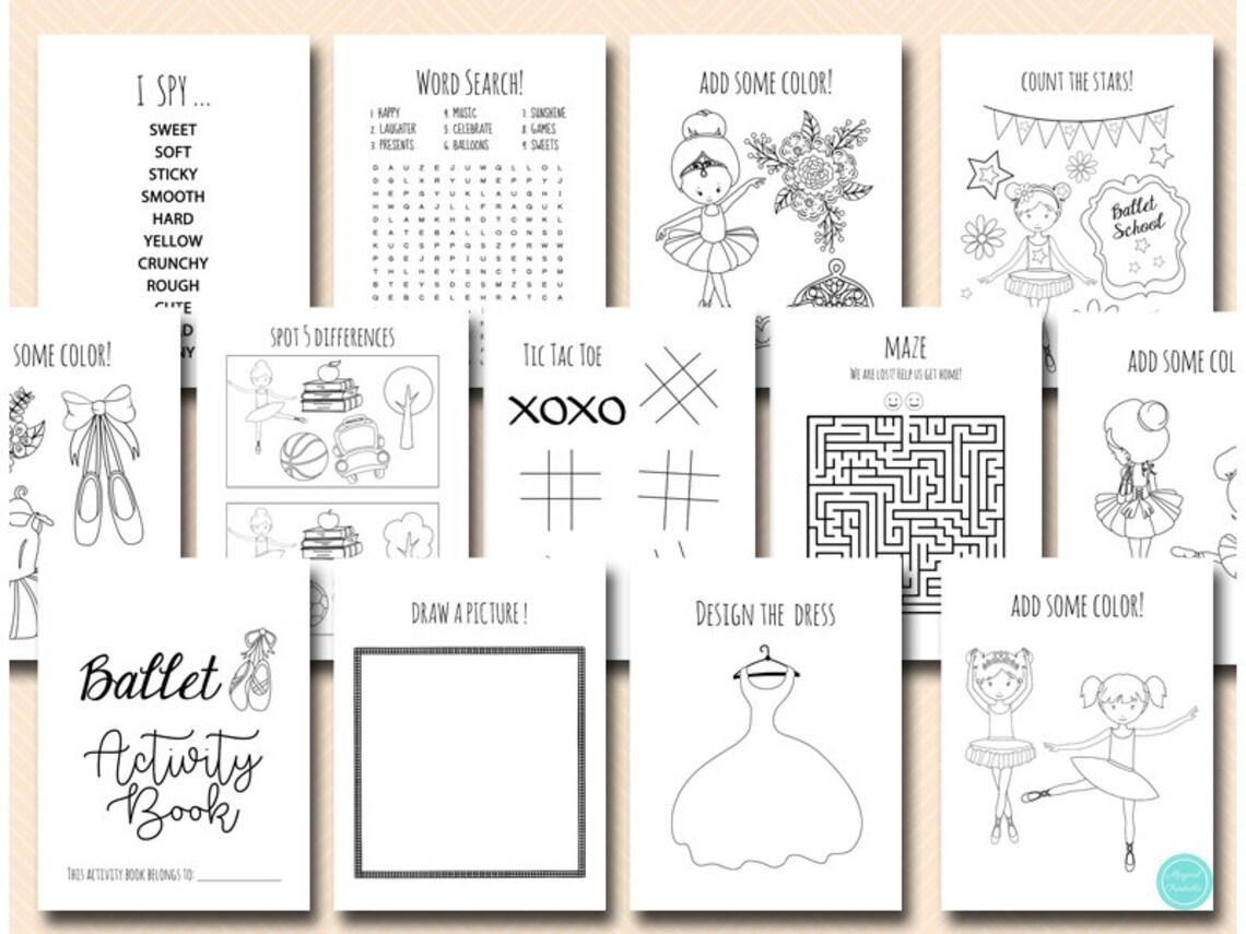 Ballet Coloring and Activities Book Pages Instant Download - Etsy