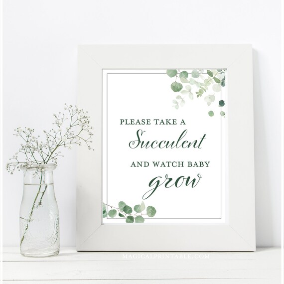 Watch baby grow sign Succulent baby Shower Succulent Favor | Etsy
