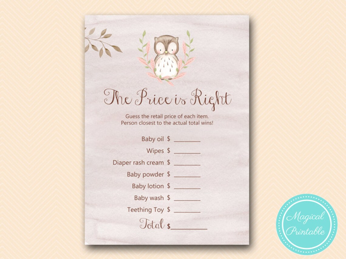 Owl Baby Shower Game Printable Game Package Instant - Etsy