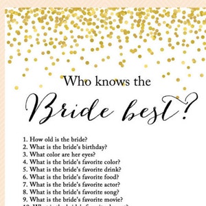 Who Knows the Bride Best, How Well Do You Know the Bride Game, Bridal ...