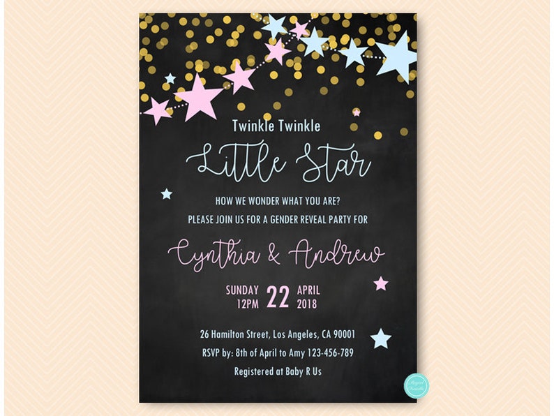 Pink and Gold Twinkle Twinkle Invitation Pink Twinkle Twinkle - Etsy