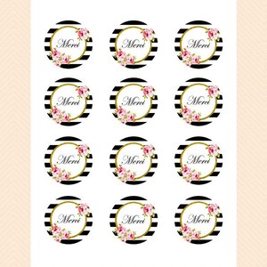 Merci Tags, Thank You Tags, Bridal Shower Favor Tags, Cupcake Tags ...