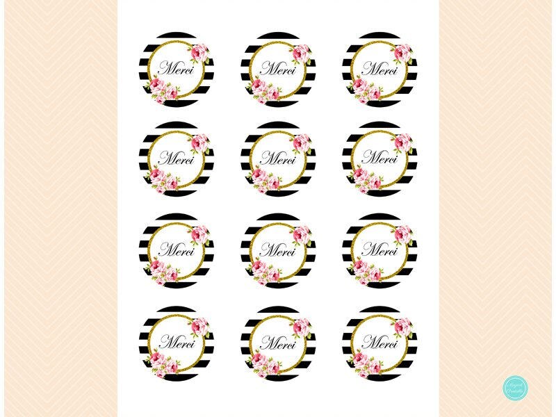 Merci Tags Thank You Tags Bridal Shower Favor Tags Cupcake - Etsy
