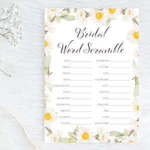 Bridal Word Scramble, Bridal Shower Scramble Game, Daisy Bridal Shower ...
