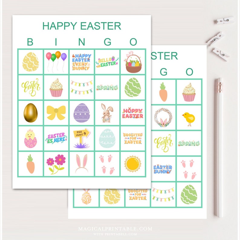 100x Hoppy Easter Bingo Cards Printable Easter Bingo Easter - Etsy