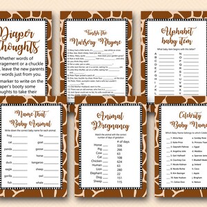 Giraffe Baby Shower Game Printable, Game Package, Instant Download ...