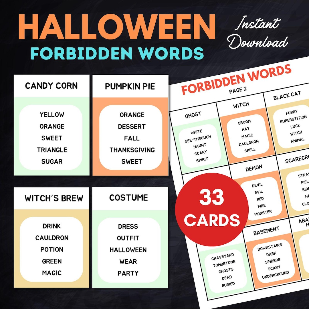 Halloween Forbidden Words Game, Printable Halloween Game, Halloween ...