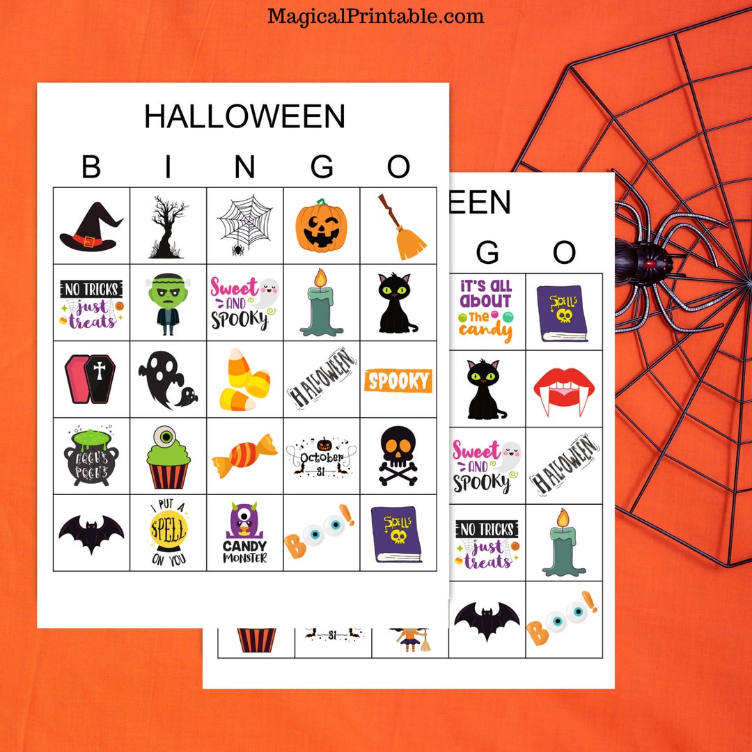 100 Halloween Bingo Cards, Printable Halloween Bingo, Halloween Party ...
