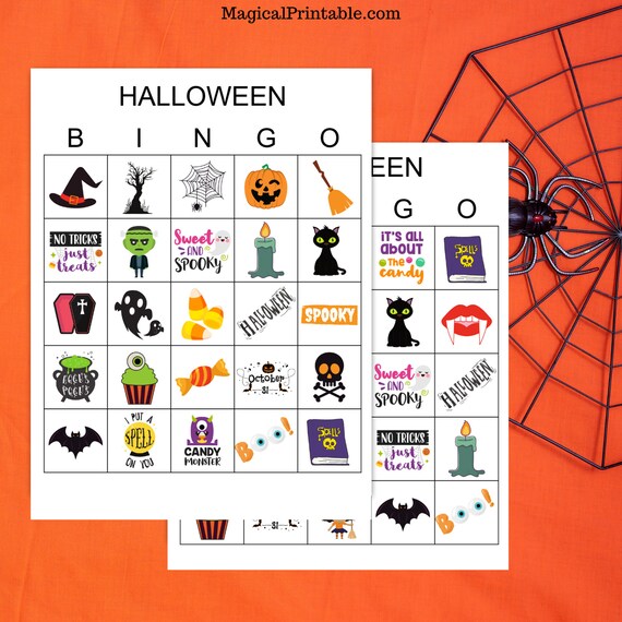 100 Halloween Bingo Cards, Printable Halloween bingo, Halloween Party ...