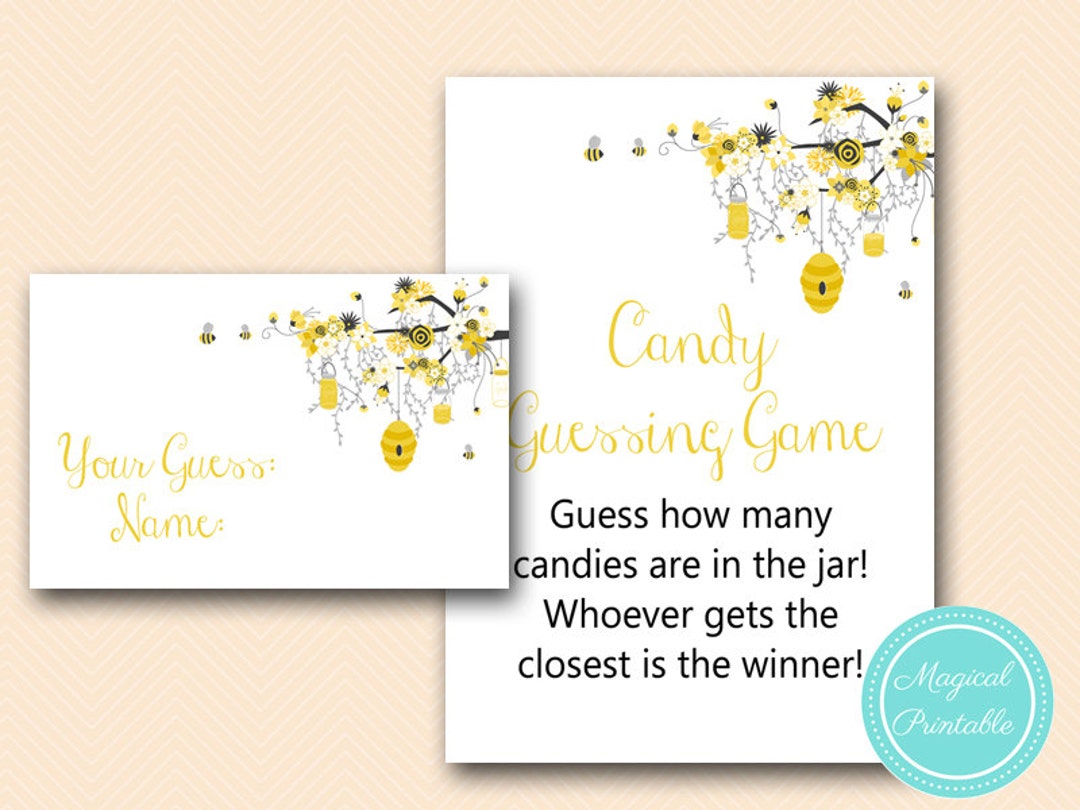 Candy Guessing Game Printable, Guess How Many Candies in Jar, Bee Baby ...