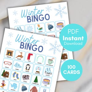 Winter Bingo Cards, Printable Winter Bingo, Winter Activity for Kids ...