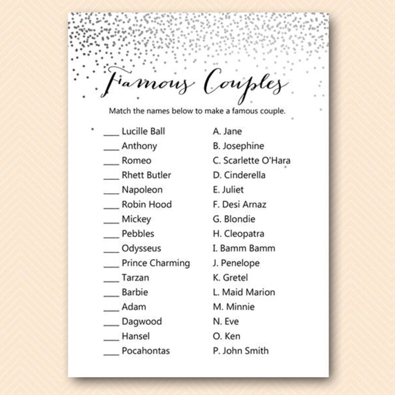 Famous Couples Match - Etsy