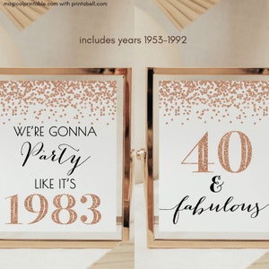 40th Birthday, 40 and Fabulous Signs, Happy 40th Birthday, Party Like ...