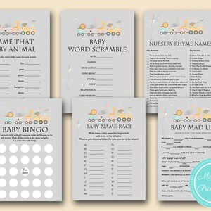 Jungle Baby Shower Games Package, Safari Baby Shower Game Pack, Train ...
