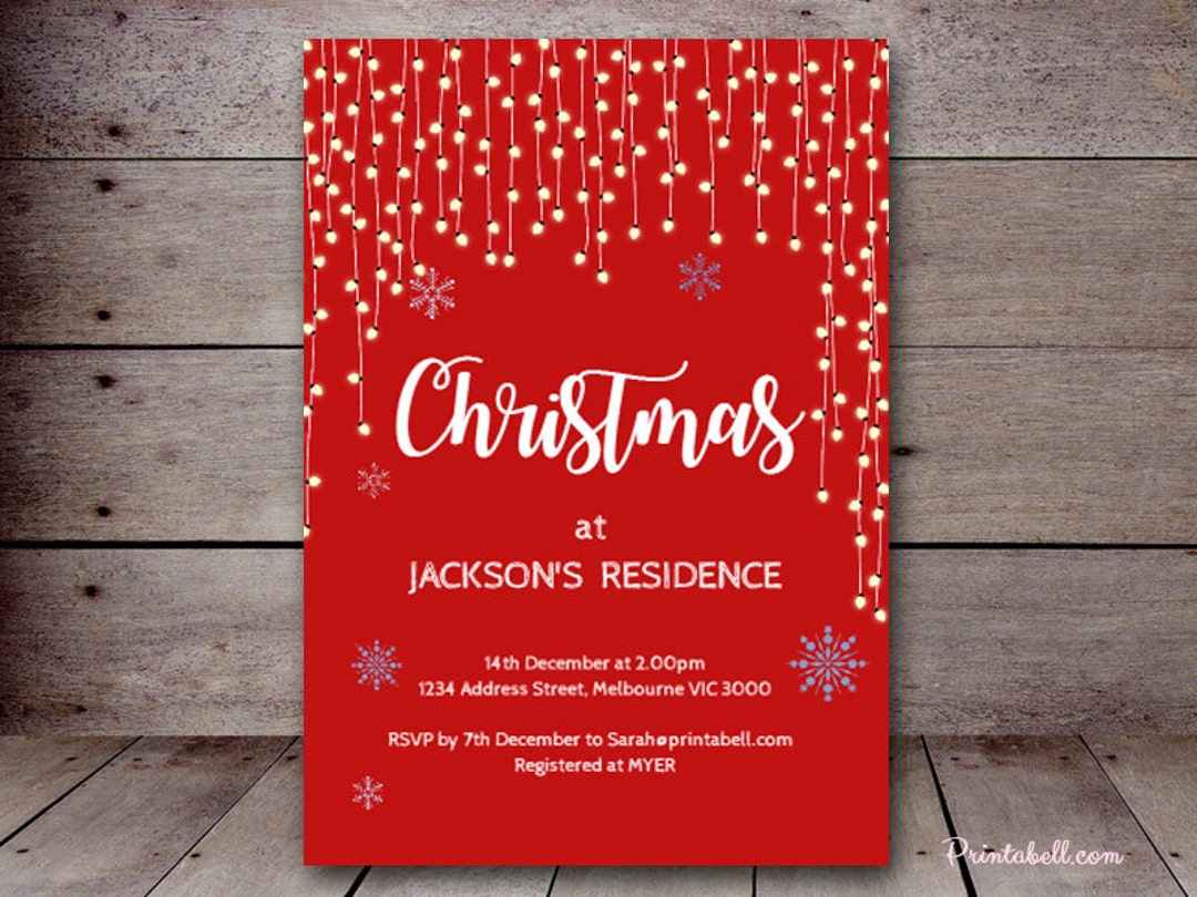 DIY 5x7" Editable Invitation, Christmas Party Invitation, Christmas ...