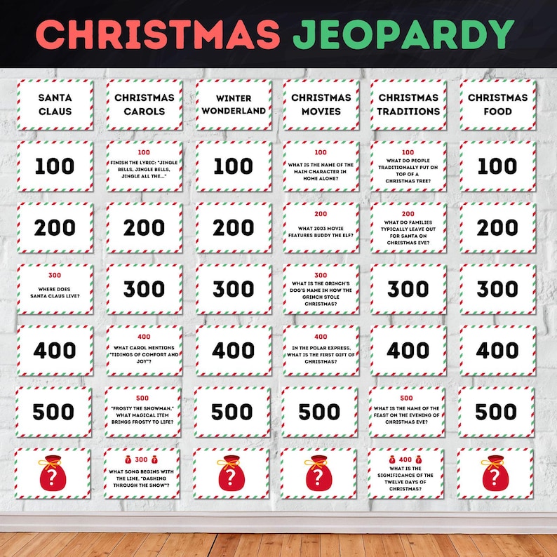 Editable Christmas Jeopardy Game, PDF, Family Christmas Game, Family ...