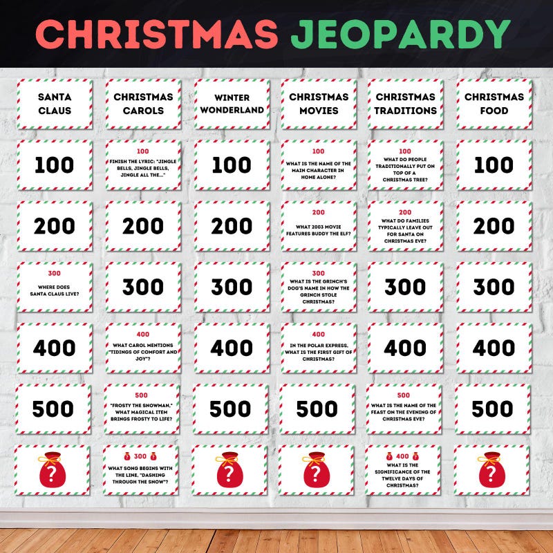 Christmas Jeapordy - Etsy