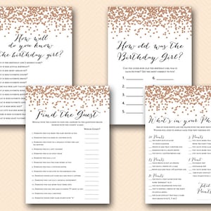 Rose Gold Birthday Party Games, Who Knows the Birthday Girl Best, How ...