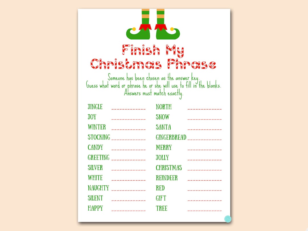 Instant Download Christmas Phrase Game, Finish the Christmas Phrase ...