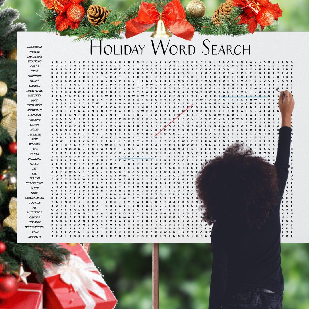 Giant Holiday Word Search, Christmas Game, Printable Xmas Word Search ...
