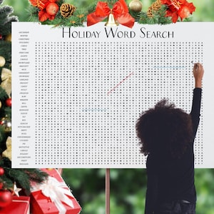 Giant Holiday Word Search, Christmas Game, Printable Xmas Word Search ...