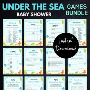 Under the Sea Baby Shower Games, Beach Baby Shower Game Pack, Ocean ...